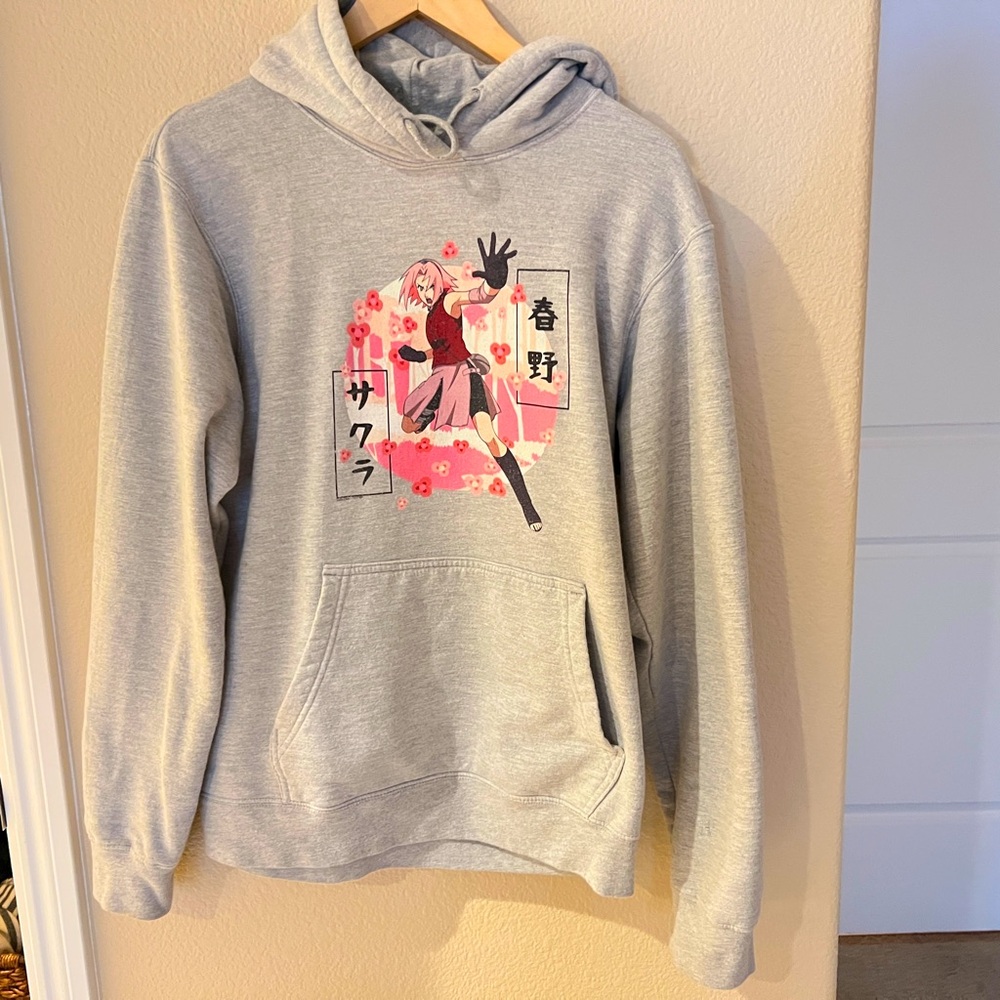 Naruto Sakura Grey Hoodie Soft Interior Size Medium G… - Gem